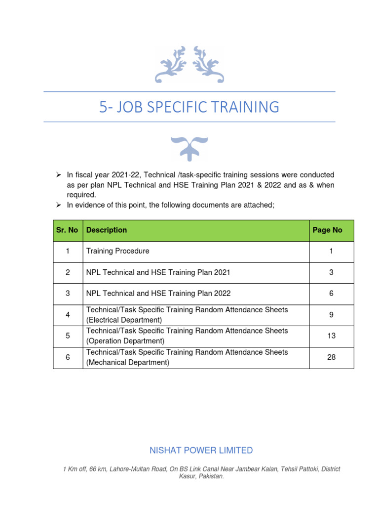 5.job Specific Training | PDF | Engines | Mechanical Engineering
