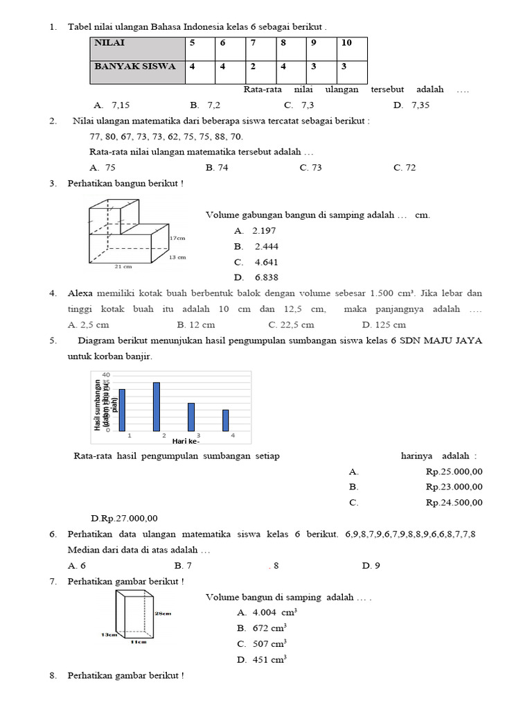 Soal MTK Kelas 6B | PDF