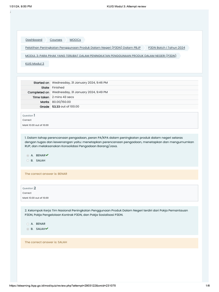 KUIS Modul 3 - Attempt Review | PDF