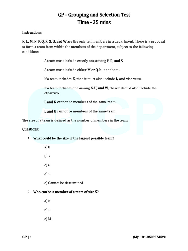 Grouping Test 1 | PDF
