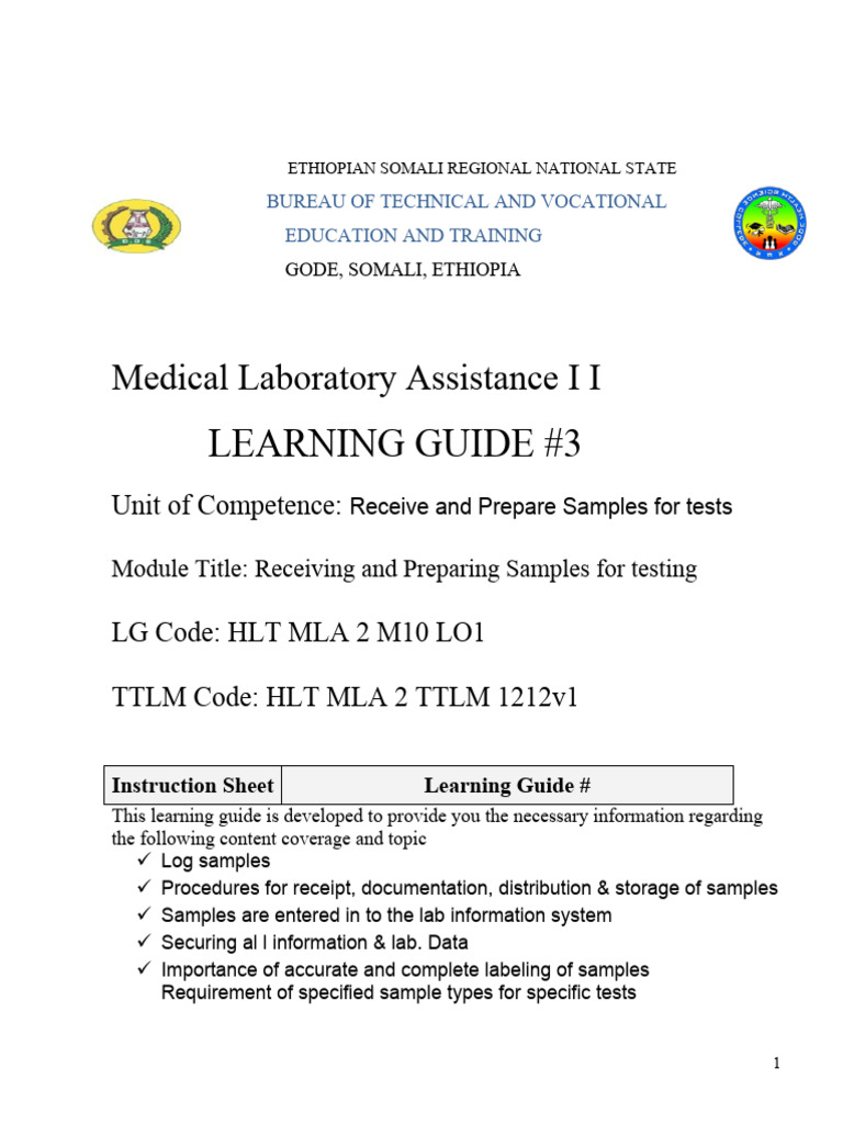 Receive and Prepare Samples For Testing | PDF | Blood Cell | White ...