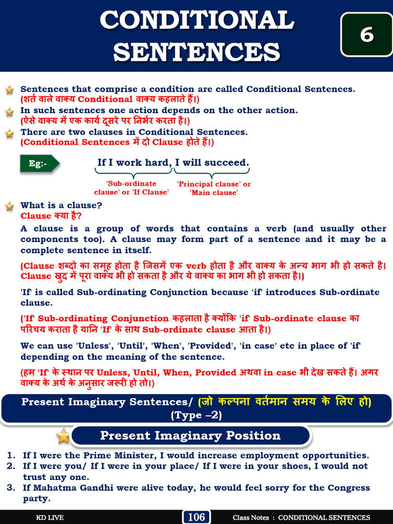 Chapter - 6 - CONDITIONAL - SENTENCES | PDF | Sentence (Linguistics) | Clause