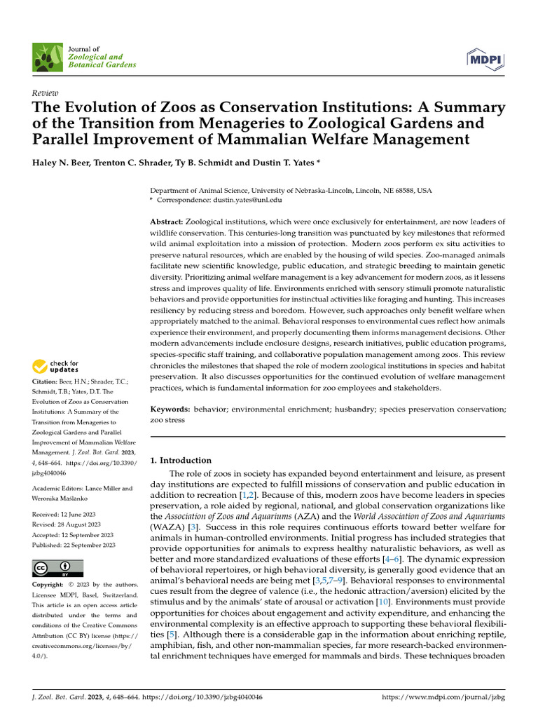 The Evolution of Zoos As Conservation Institutions | PDF | Zoo ...
