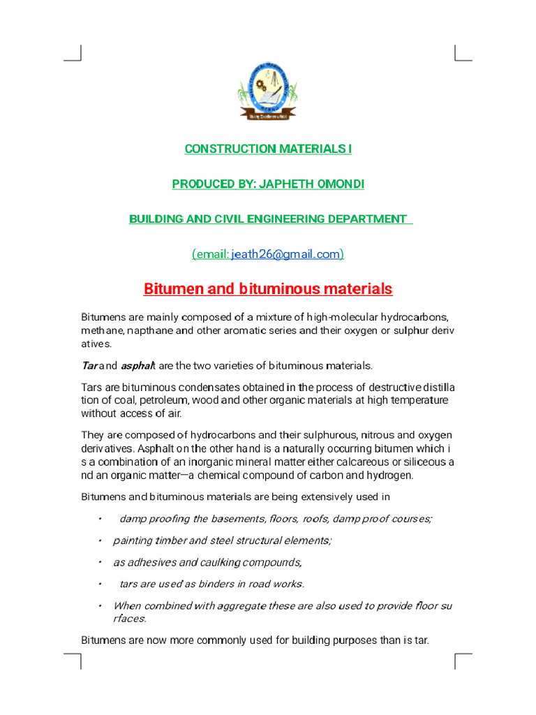 Bituminous Materials - PDF | PDF