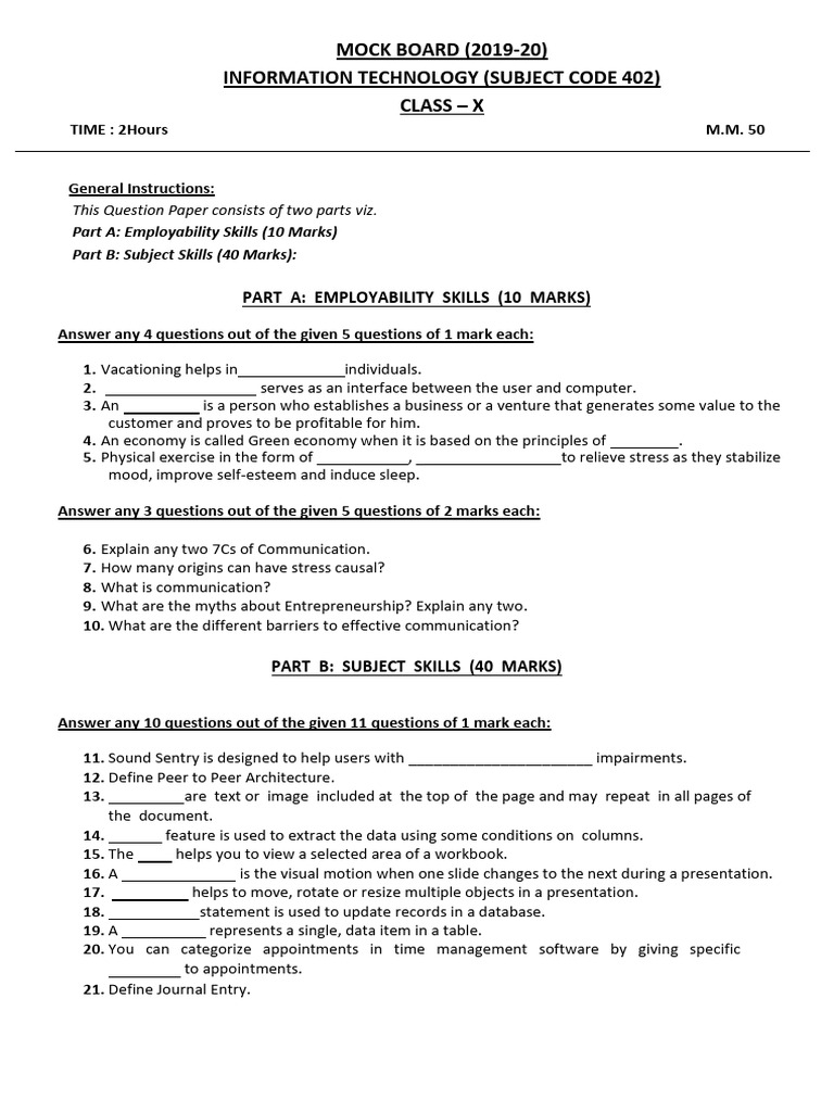 Mock Board Class X - 1972667776 | PDF | Databases | Software