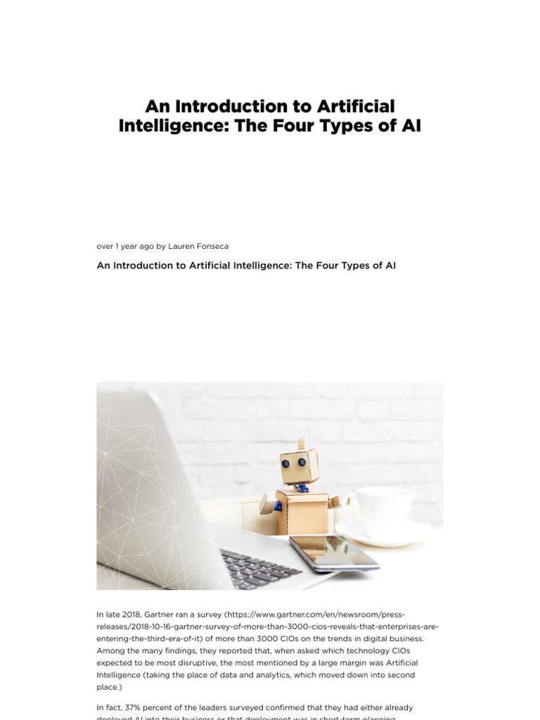 An Introduction To Artificial Intelligence - The Four Types of AI - The Difference Engine | PDF ...