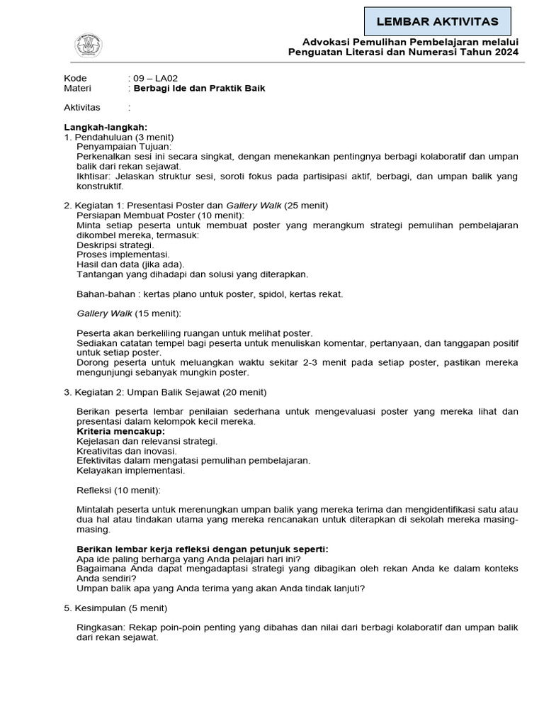 LK.2.LA02 - Berbagi Praktik Baik - UPTD SDN BULUNG KLAMPIS | PDF