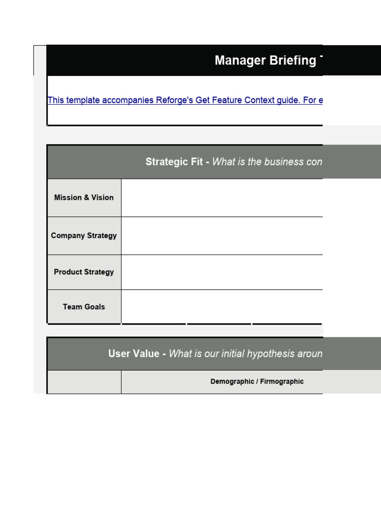 (Artifacts by Reforge) Reforge Manager Briefing Template | PDF ...