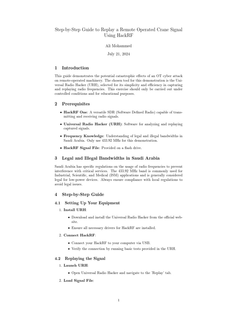 Replay Attack Using HackRF | PDF | Radio | Software Defined Radio