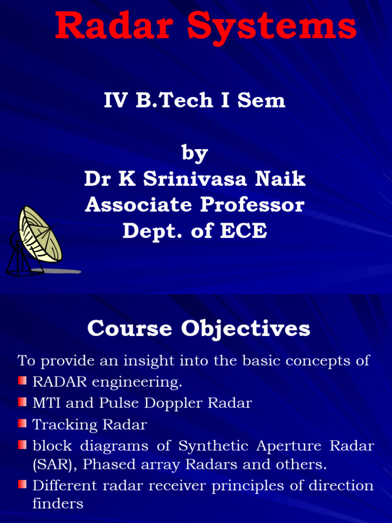 Radar Systems - Unit1 | PDF | Radar | Polarization (Waves)