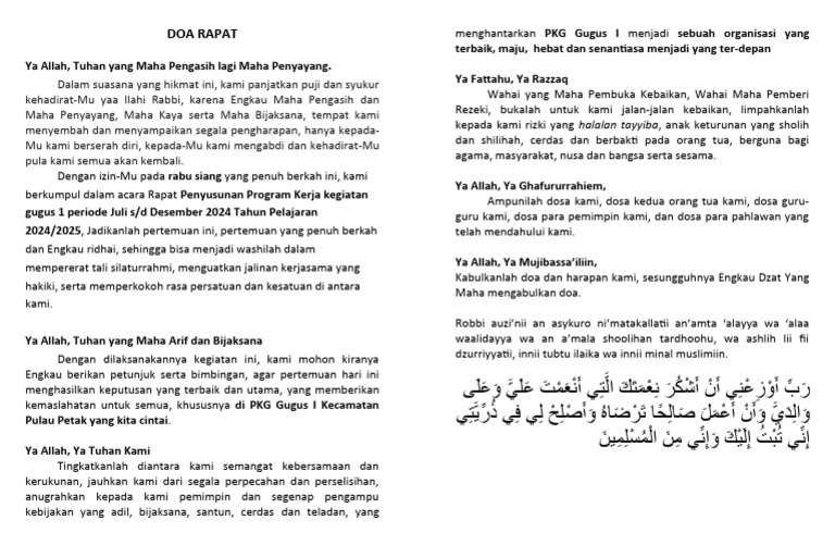 Doa Pembukaan Rapat | PDF | Agama & Spiritualitas | Gaya Hidup