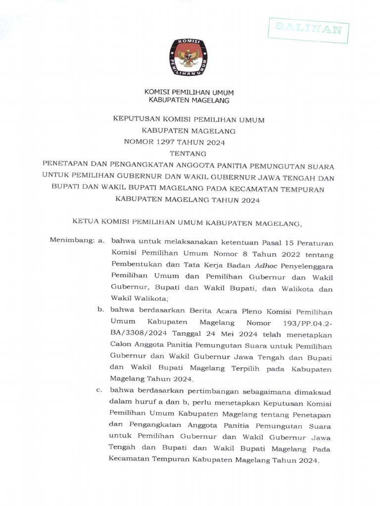 SK PPS Pilkada No 1297 TH 2024 | PDF