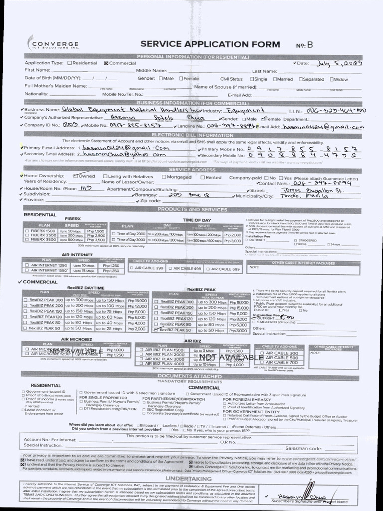 Service Application Form | PDF