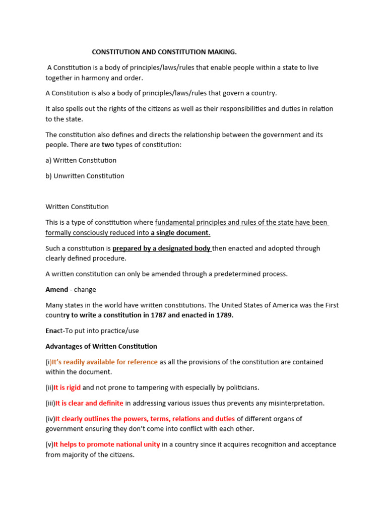 Understanding Constitutions: Types & Features | PDF | Constitution ...