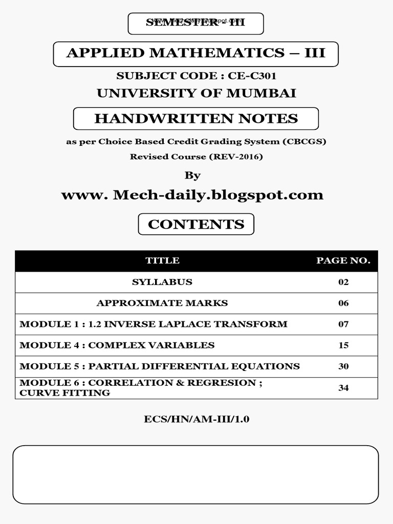 3.1 Applied Mathematics-III (PDF) by Akshay Thakur | PDF | World Wide ...