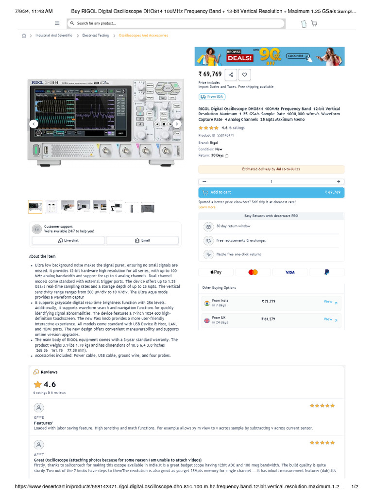 Desertcart India - RIGOL Digital Oscilloscope DHO814 | PDF | Computing | Computer Engineering