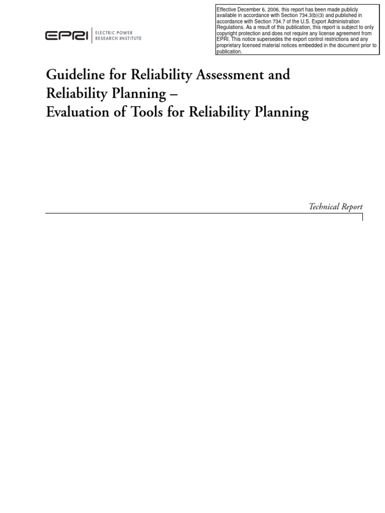 Guideline For Reliability Assessment and Reliability Planning ...