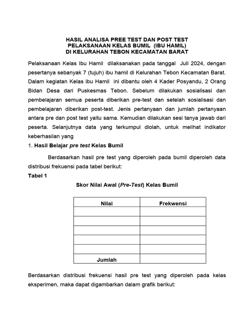Hasil Analisa Post Tes Kelas Ibu Hamil | PDF | Sains & Matematika