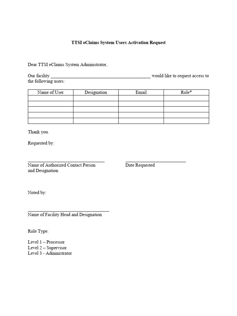 TTSI eClaims User Access Request | PDF | Computers