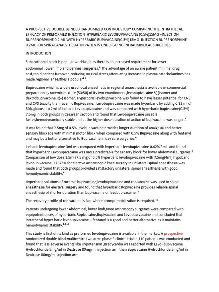 A Prospective Double Blinded Randomized Control Study Comparing The ...