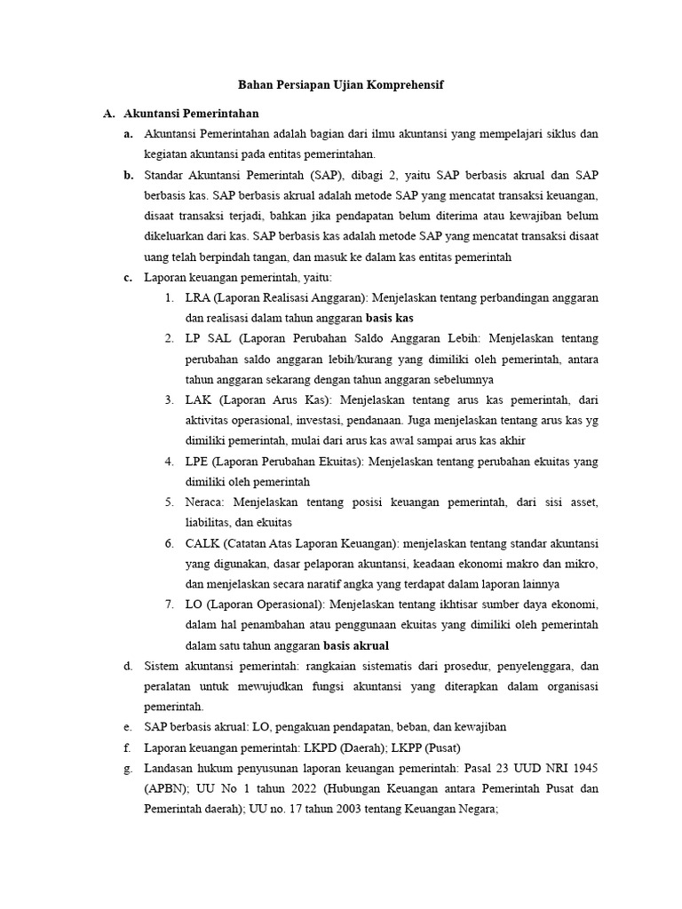 Bahan Persiapan Ujian Komprehensif 2024 | PDF