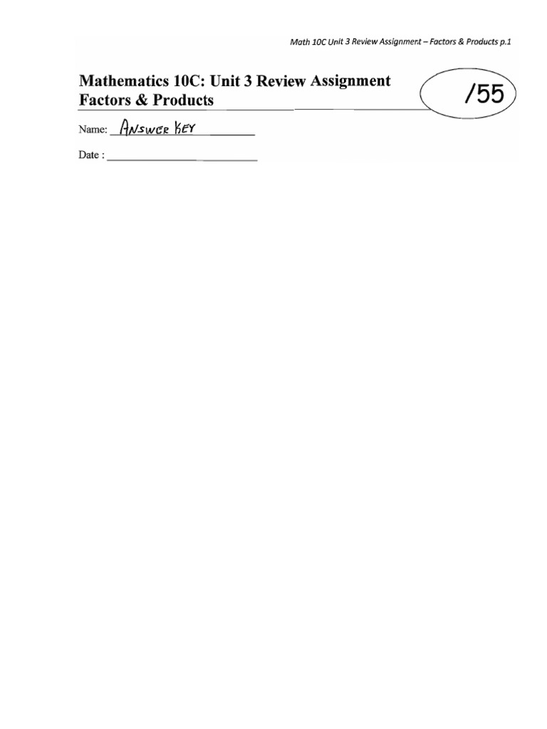 10c Unit 3 Review - Answer Key | PDF