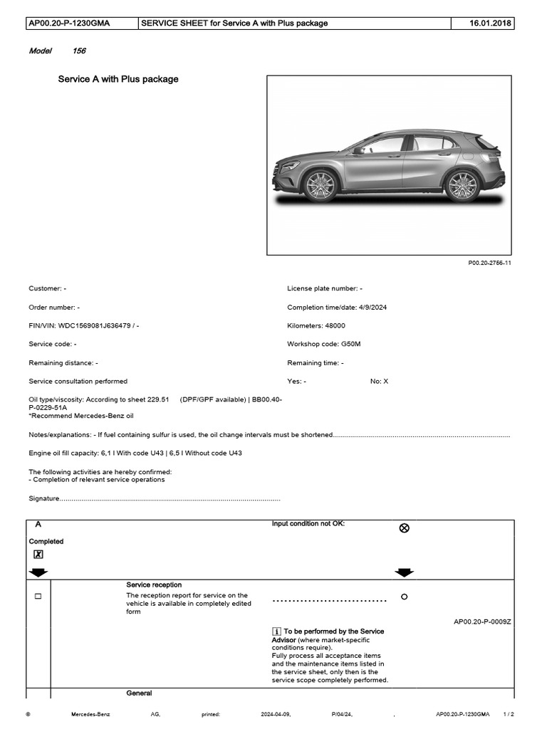 A7 Service Sheet | PDF | Motor Oil | Trunk (Car)
