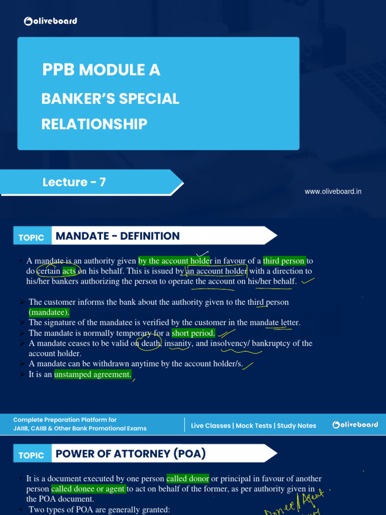 Module A - Bankers Special Relat 1719933673 | PDF | Banks | Lien