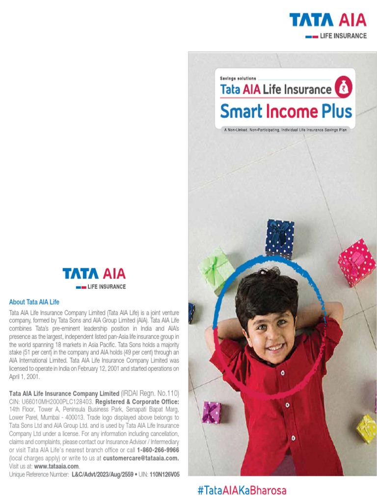 Tata AIA LIfe Insurance Smart Income Plus v5 Product Brochure | PDF ...