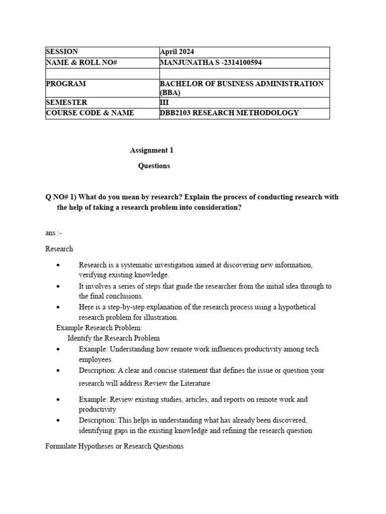 DBB2103 Research Methodology | PDF | Sampling (Statistics) | Methodology