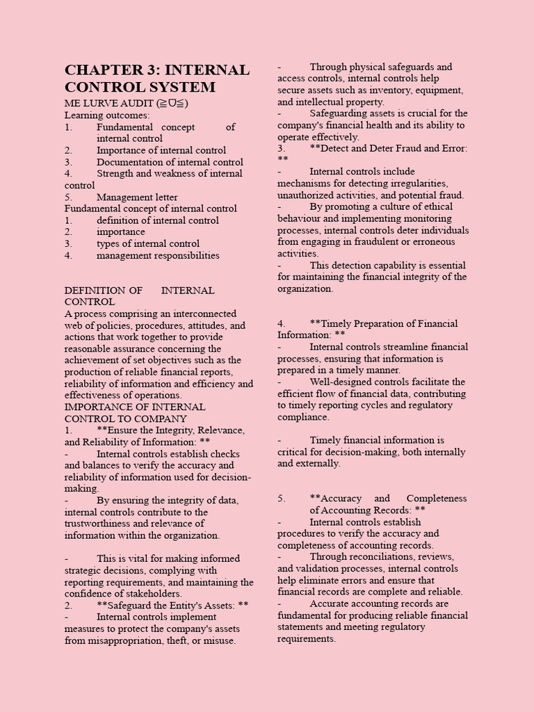 Audit 1 Chapter 3 - Fbyhan | PDF | Internal Control | Audit