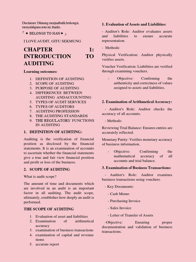 Audit 1 Chapter 1 - Fbyhan | PDF | Audit | Financial Audit