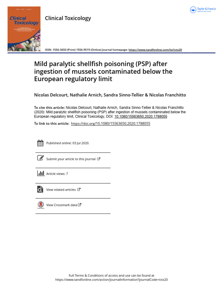 Mild Paralytic Shellfish Poisoning (PSP) After Ingestion of Mussels ...