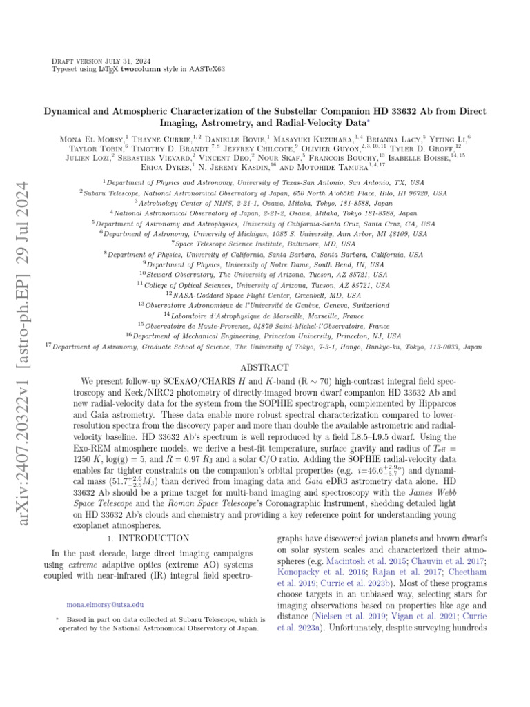 Characterizing Substellar Companion HD 33632 Ab | PDF | Astrometry ...