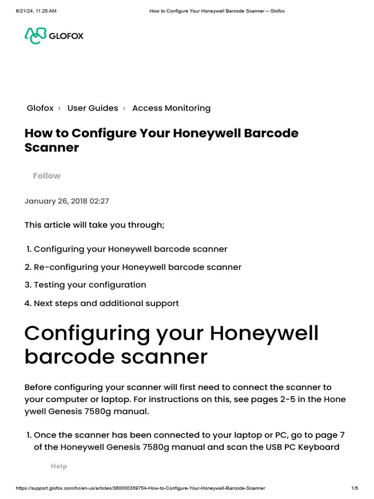 How To Configure Your Honeywell Barcode Scanner - Glofox | PDF ...