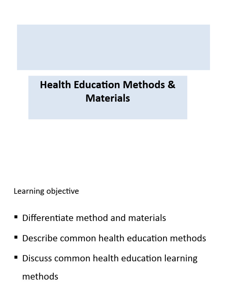 Health Education Methods & Materials | PDF | Learning | Lecture