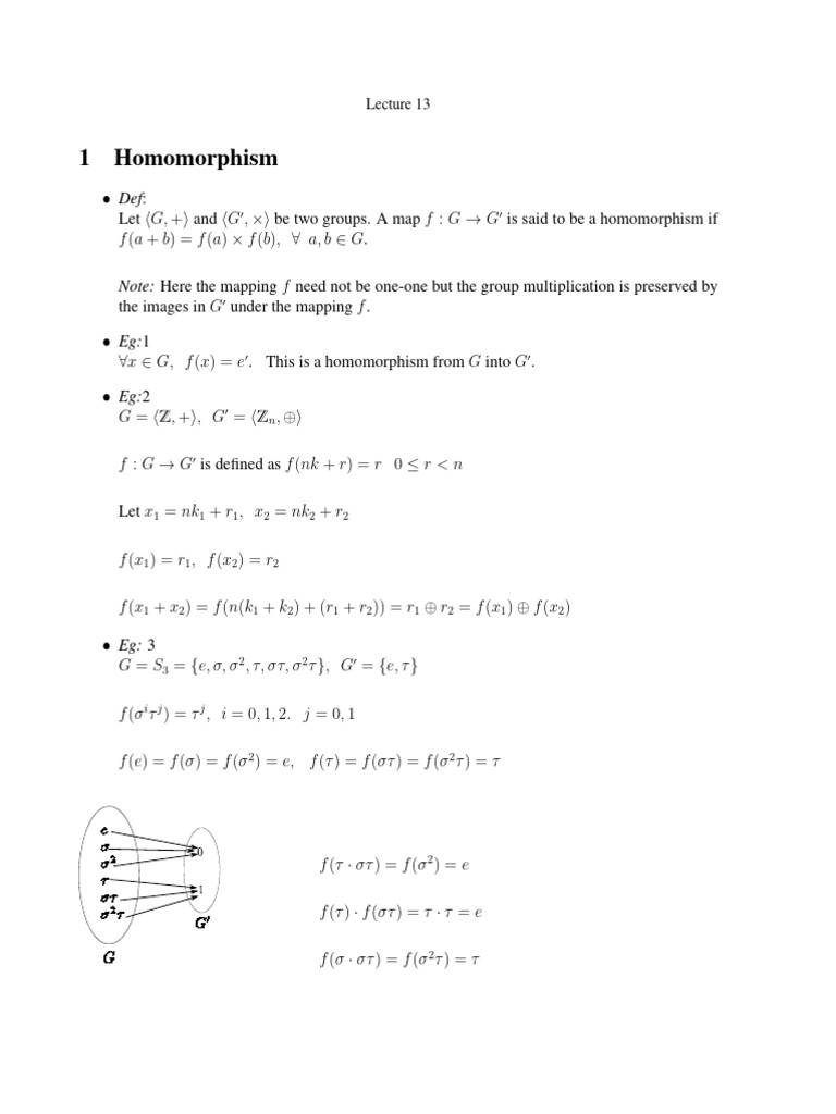Lect13 Homomorphism | PDF | Abstract Algebra | Mathematical Structures