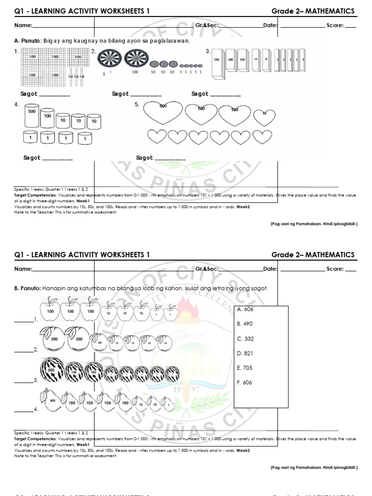 Q1 G2 MATH LAW 1 With WM | PDF | Mathematics | Mathematical Notation