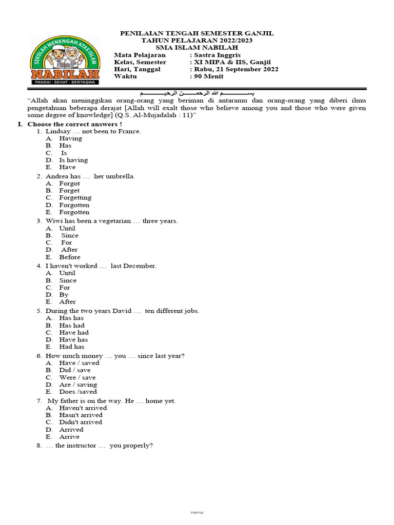 Sastra Inggris - Kelas Xi - Soal | PDF | Part Of Speech | Adverb
