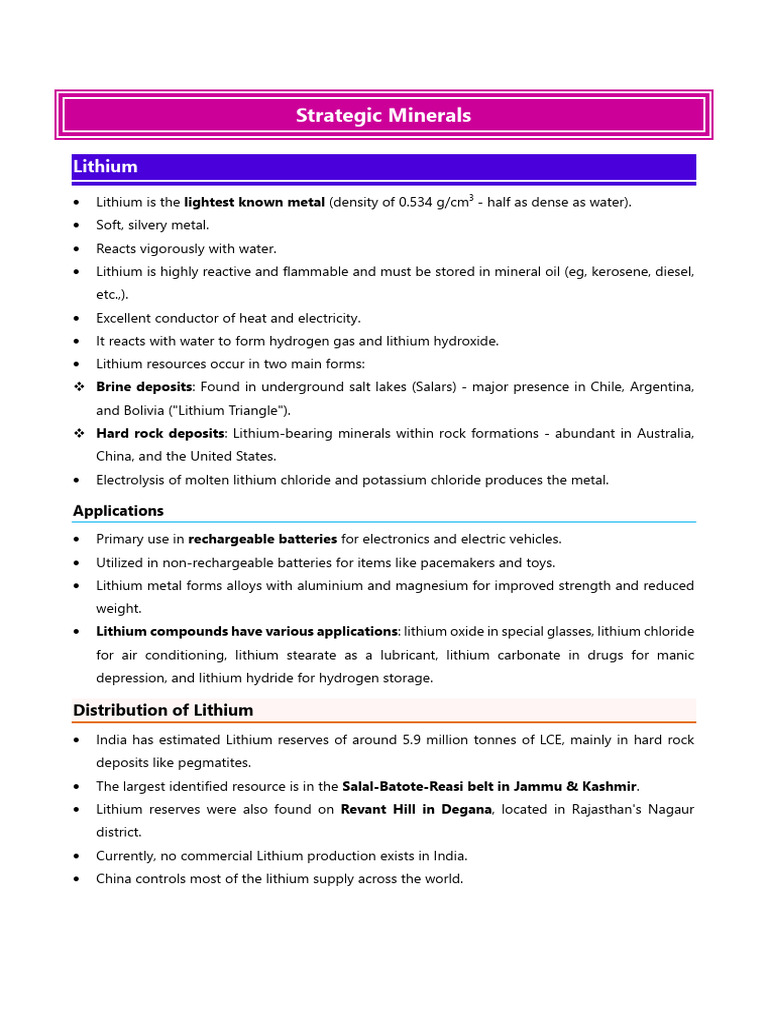 EG Resources 10 Lithium | PDF | Lithium | Chemistry