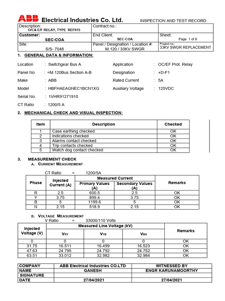 REF615 | PDF | Electromagnetism | Electrical Components