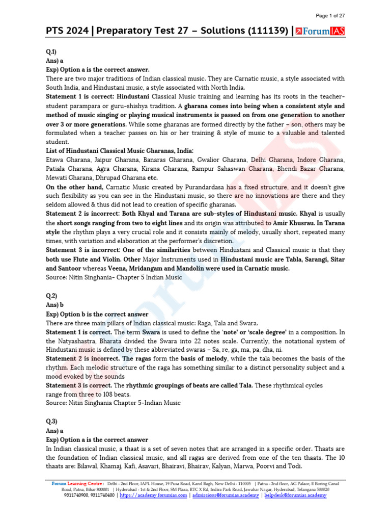 Preparatory Test 27 Solution English Forum PTS | PDF