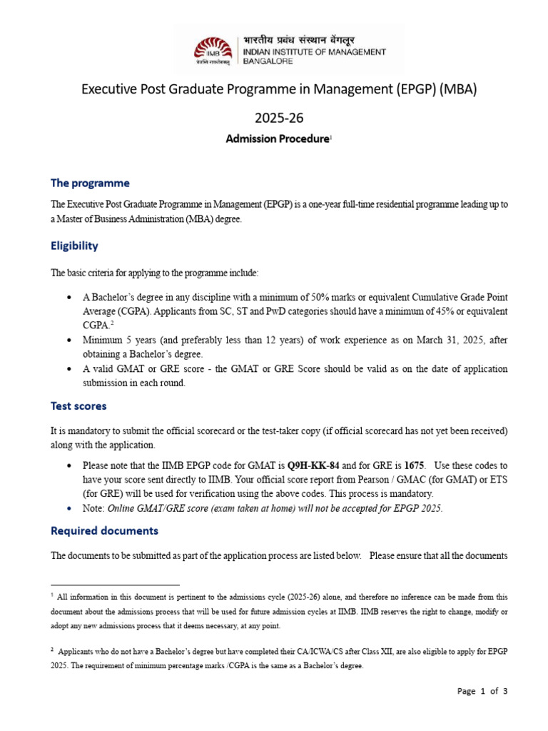 EPGP Admission Guide 2025-26 | PDF | Graduate Record Examinations | Graduate Management ...