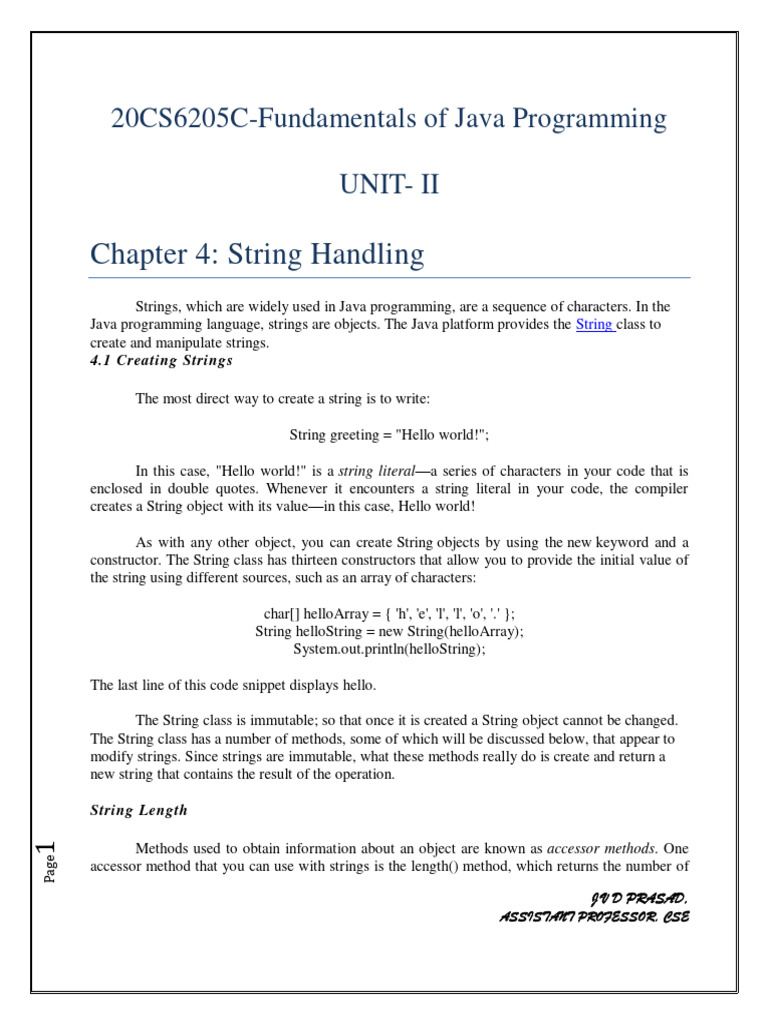 20CS6205C Fund - of JAVA Programming UNIT-II | PDF | Inheritance (Object Oriented Programming ...