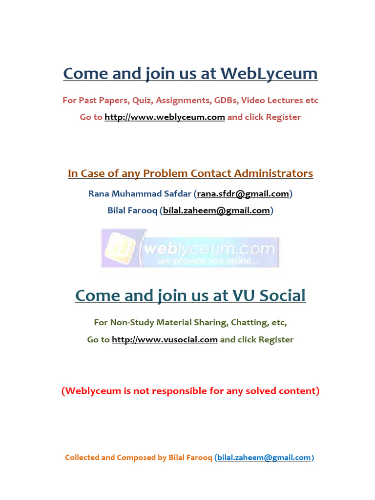 CS304 - Final Term Papers (WWW - Weblyceum.com) 05 | PDF | Class (Computer Programming ...