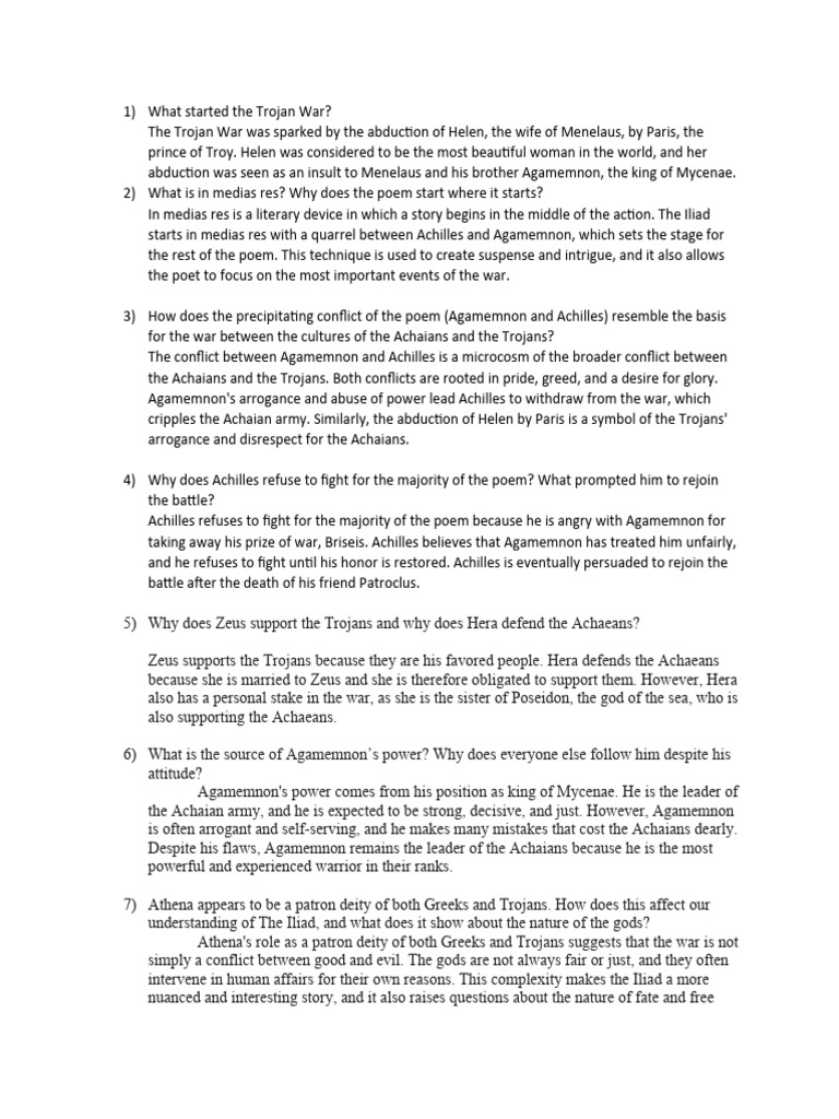 Causes of the Trojan War Explained | PDF | Iliad | Agamemnon