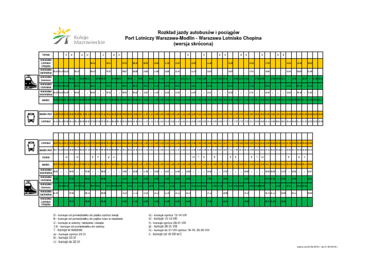 Rozkład Jazdy Port Lotniczy Warszawa-Modlin - Warszawa Lotnisko Chopina ...