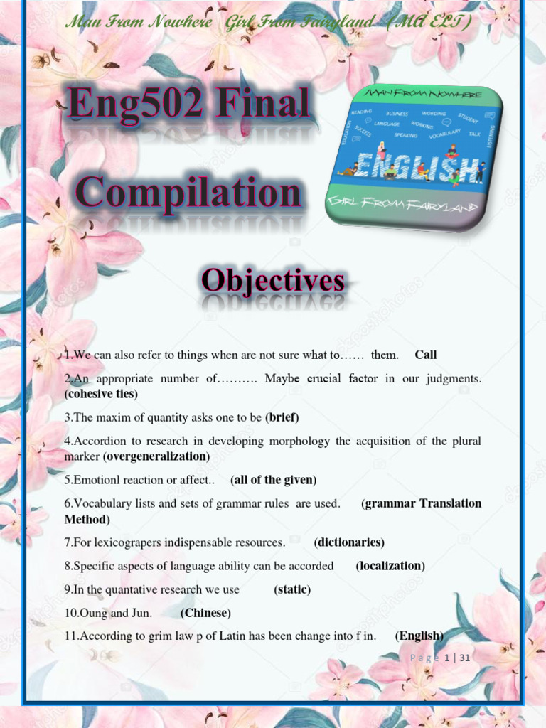 ENG502 Finals Compilation by AdEEL - 4 | PDF | Linguistics | Aphasia