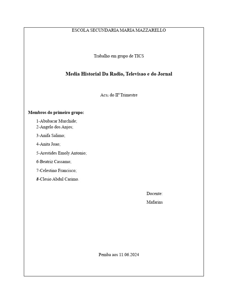 Trabalho TICS | PDF | Jornalismo | Rádio