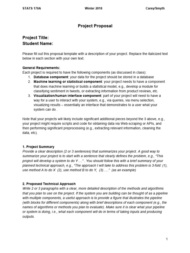 Project Proposal Template for STATS 170A | PDF | Databases | Data